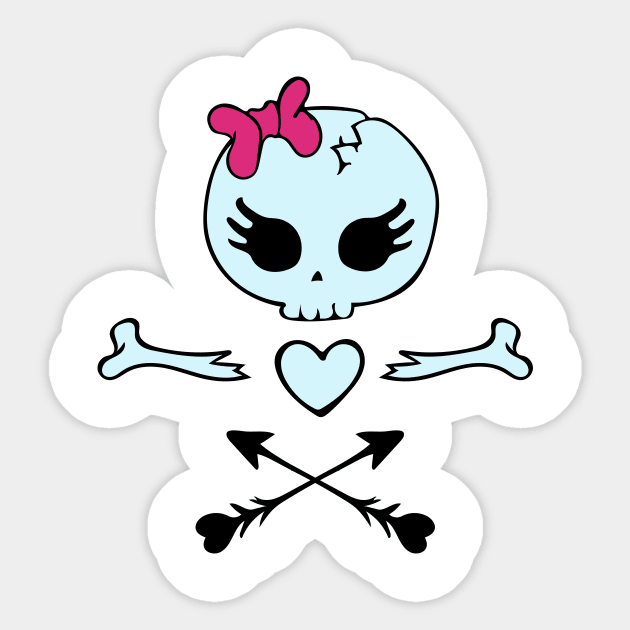 Girl skull. - Skull - Sticker | TeePublic
