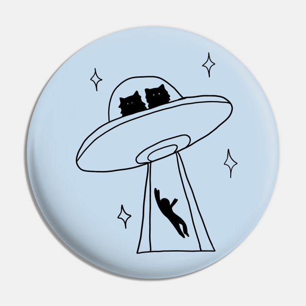 cat alien abduction line art - Cat Lover Gifts - Pin | TeePublic