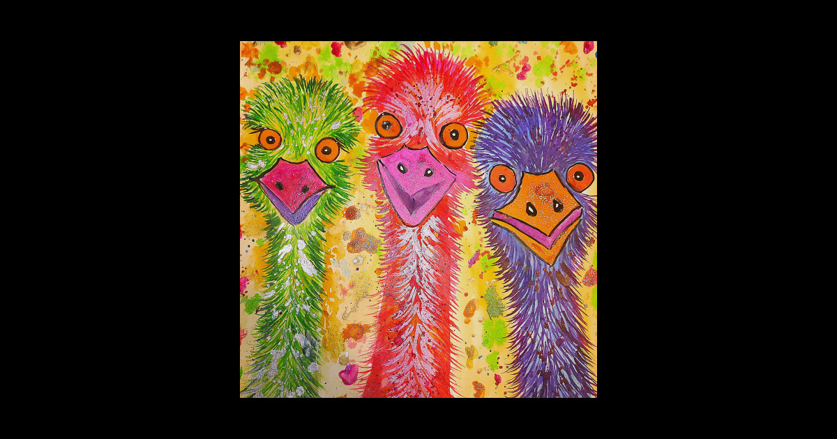 Three Colourful Emus - Emus - Sticker | TeePublic