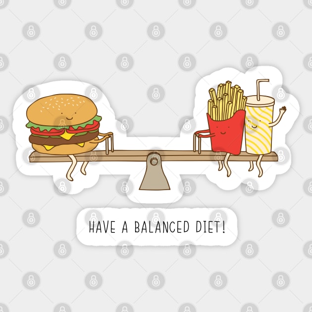 balanced diet - Fast Food - Sticker | TeePublic