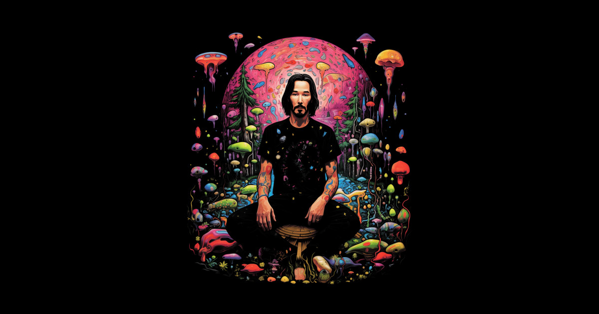 Keanu Reeves Psychedelic Zen Meditation - Keanu Reeves - Sticker ...