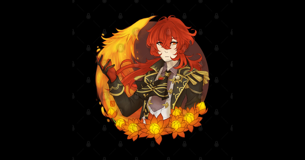 Diluc, Genshin Impact - Genshin Impact - Sticker | TeePublic
