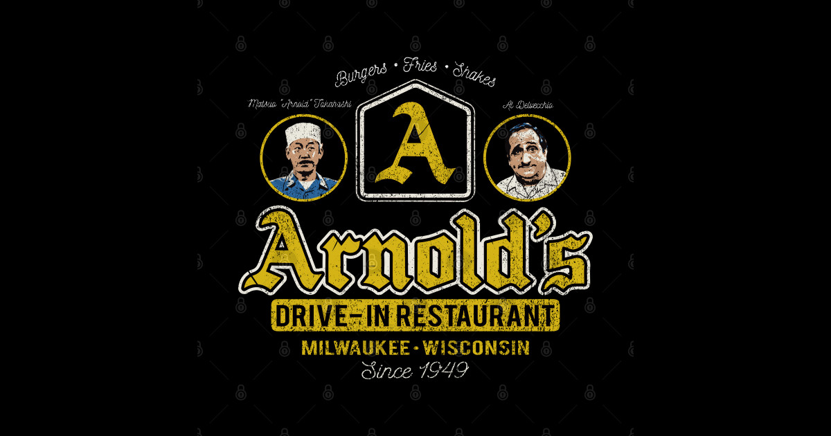 Arnold's Drive In Restaurant With Owners - Arnolds Happy Days - Sticker ...