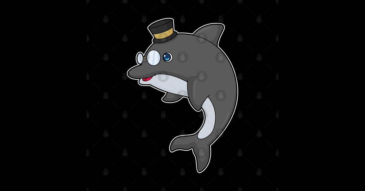 Dolphin Nerd Hat Glasses - Dolphin - Sticker | TeePublic