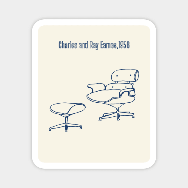 Mid-century Modern Iconic Chair - Eames Lounge Chair - Magnet | TeePublic