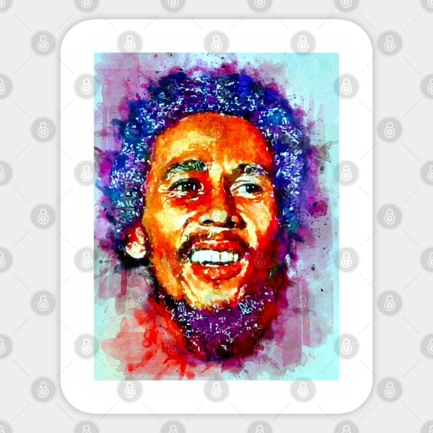Watercolor Marley Face - Bob Marley Reggae - Sticker | TeePublic
