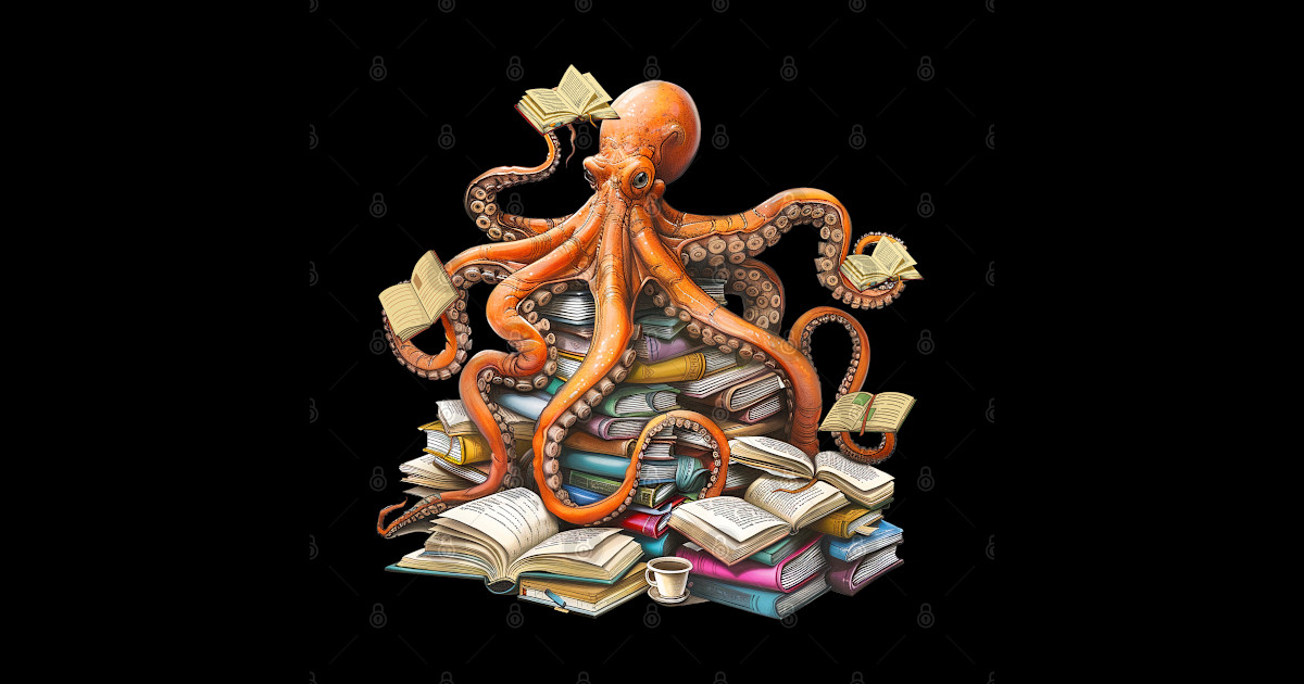 Octopus Lover Book Reader - Octopus Lover - Sticker | TeePublic