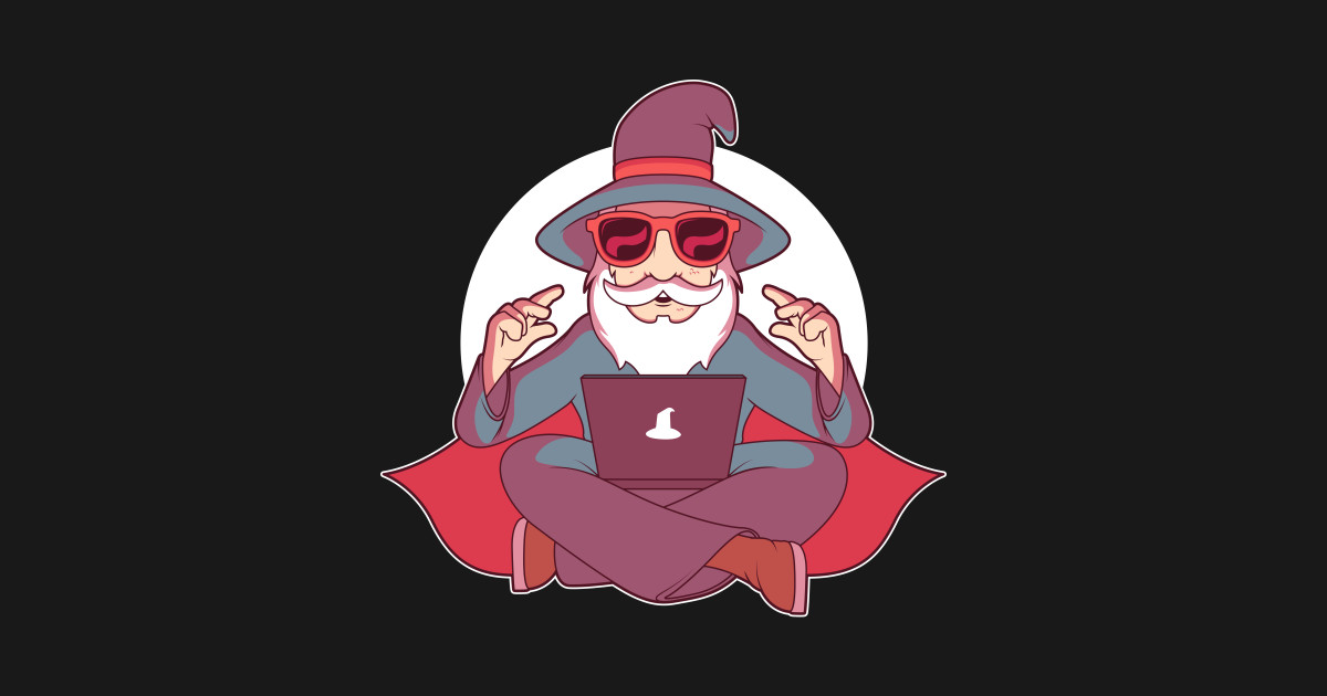 Funny Tech Wizard Cartoon - Tech Lover - T-Shirt | TeePublic