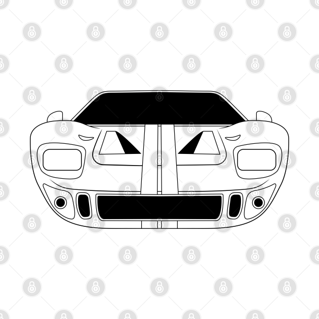 Ford GT40 Black Outline - Car - T-Shirt | TeePublic