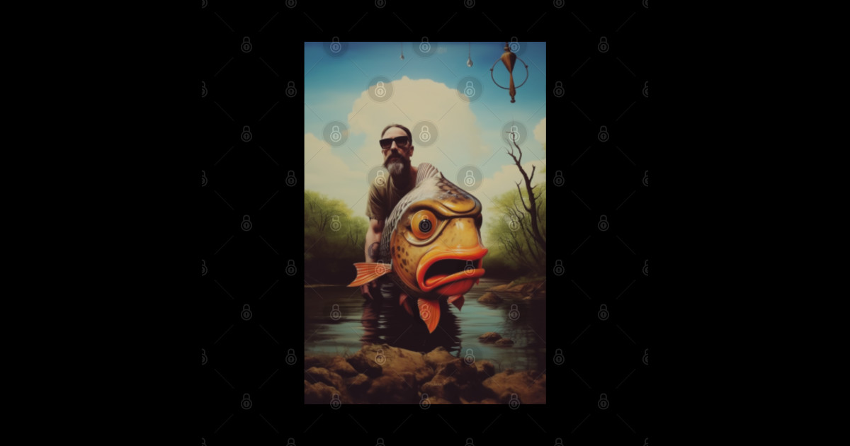 Salvador Dali inspired fishing Design - Salvador Dali - Sticker | TeePublic
