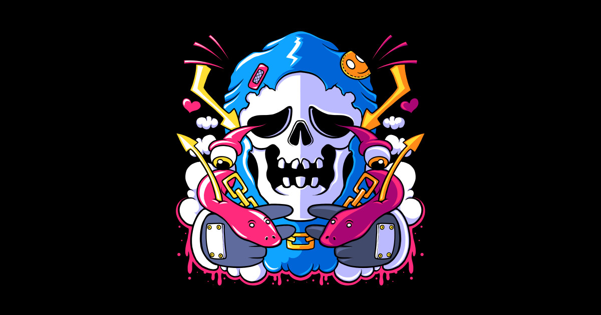 Funny skull face - Halloween - Sticker | TeePublic