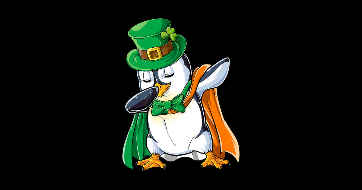 Dabbing Penguin St Patricks Day Men Leprechaun Irish - Irish - Sticker ...
