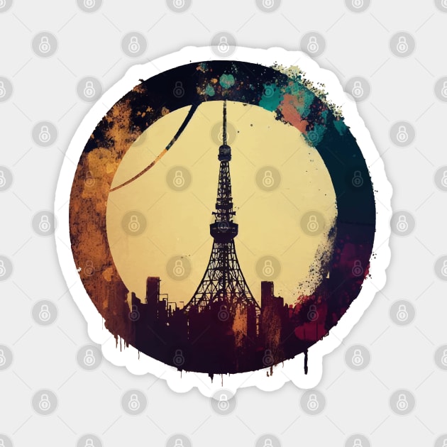 Tokyo tower abstract pop art cityscape - Tokyo Tower - Magnet | TeePublic