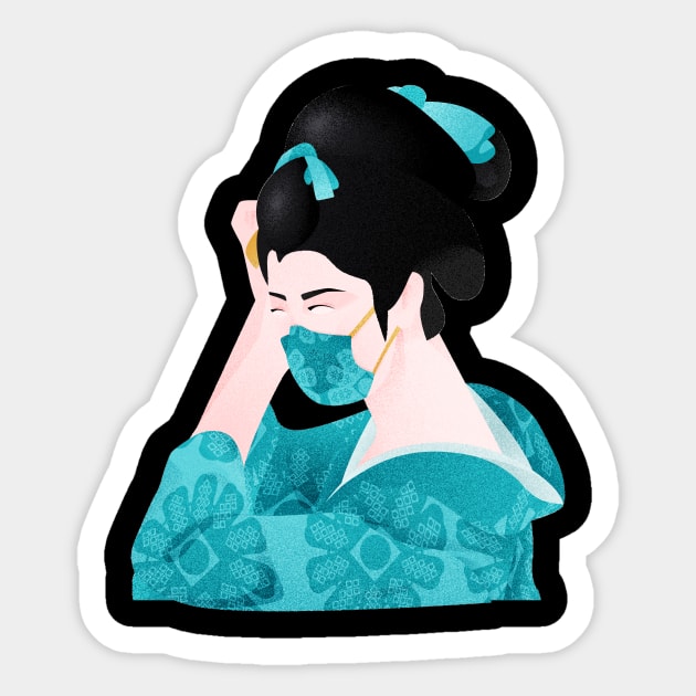 Masked Geisha 芸者 - Masked Geisha - Sticker | TeePublic