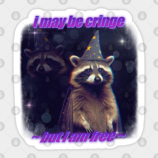 cringe raccoon wizard - Cringe - Sticker | TeePublic