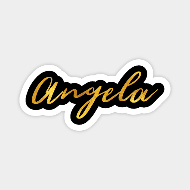 Angela Name Hand Lettering in Faux Gold Letters - Angela - Magnet ...