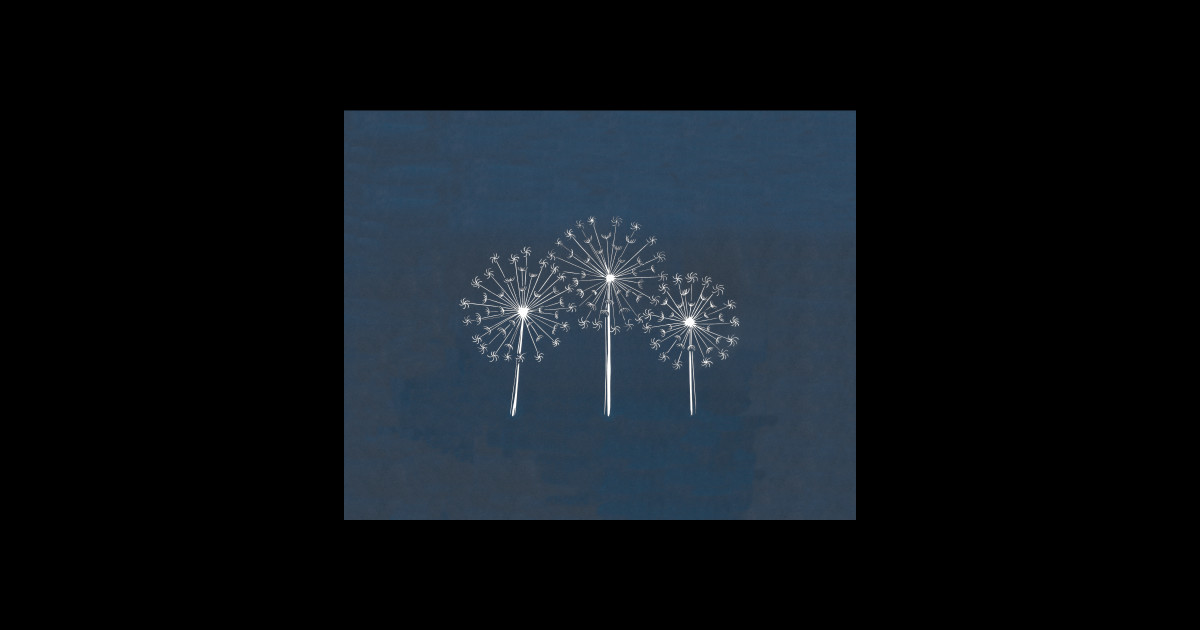 Dandelion Clock Linocut in Blue and White - Dandelion - Posters and Art ...