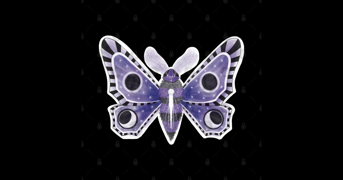 Purple and Black Space Moth - Moth - Sticker | TeePublic