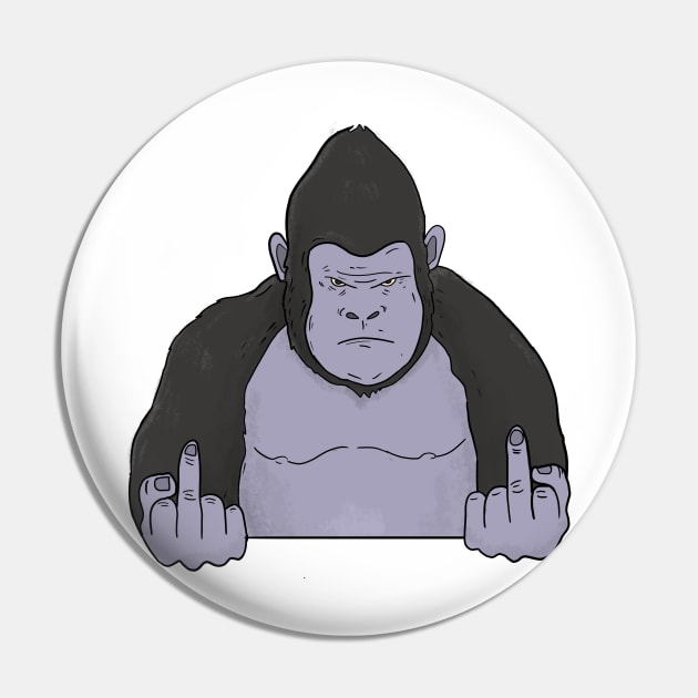 Grumpy Gorilla Holding Middle Finger - Middle Finger - Pin | TeePublic