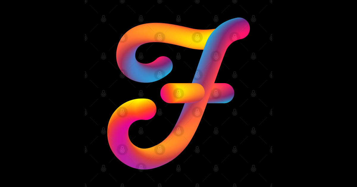 Curly F - F - Sticker | TeePublic
