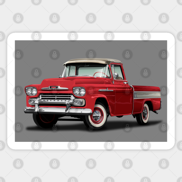 Cameo Red and Cream Pickup Truck Chevy Ford - Pickup Truck - Sticker ...