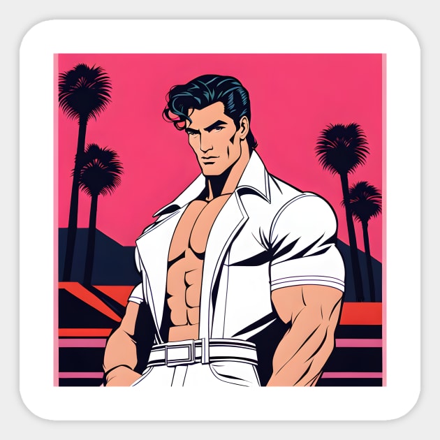 JOCK STUD 80s Nagel Style - Patrick Nagel - Sticker | TeePublic