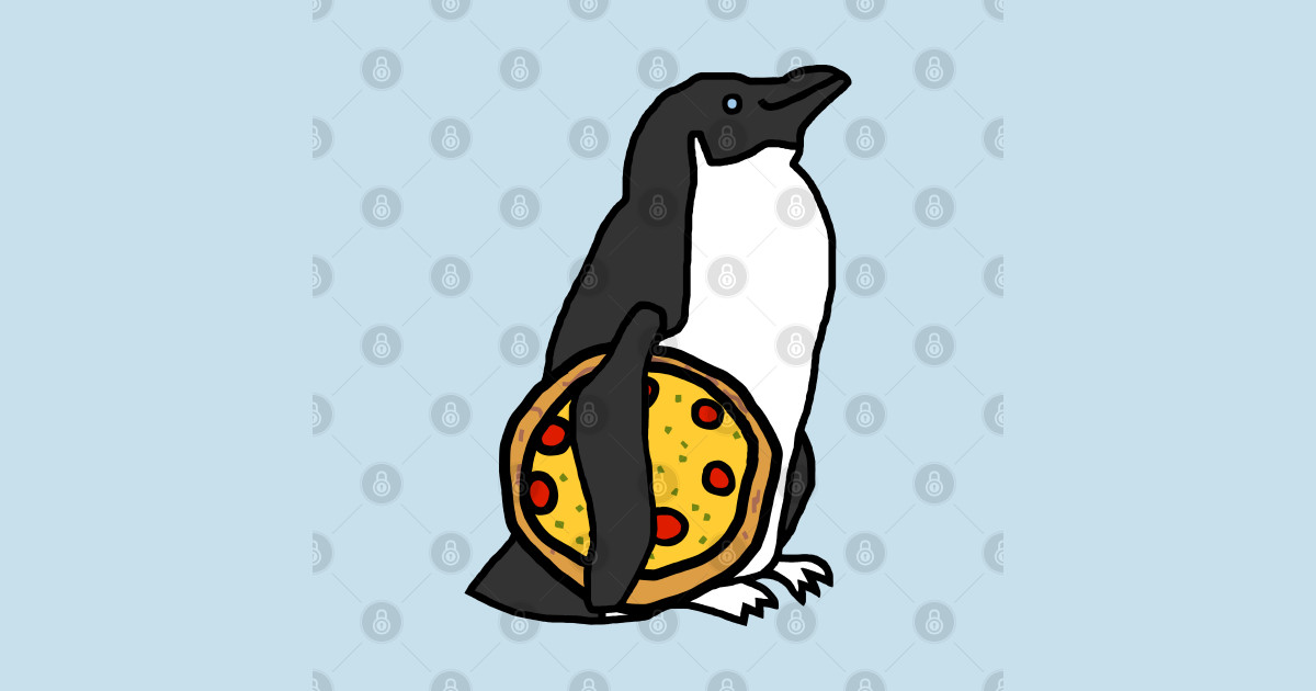 Cute Penguin with Pepperoni Pizza - Pizza - T-Shirt | TeePublic