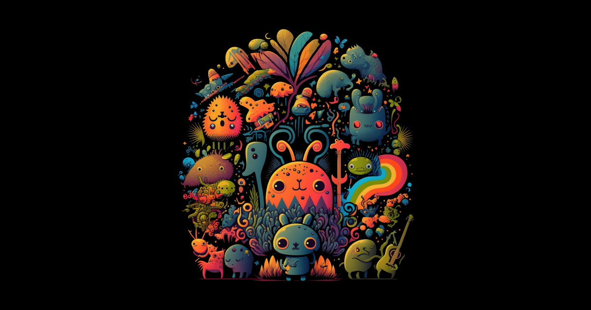 Animal Pattern Colorful Cute Psychedelic Trippy Art - Whimsical ...
