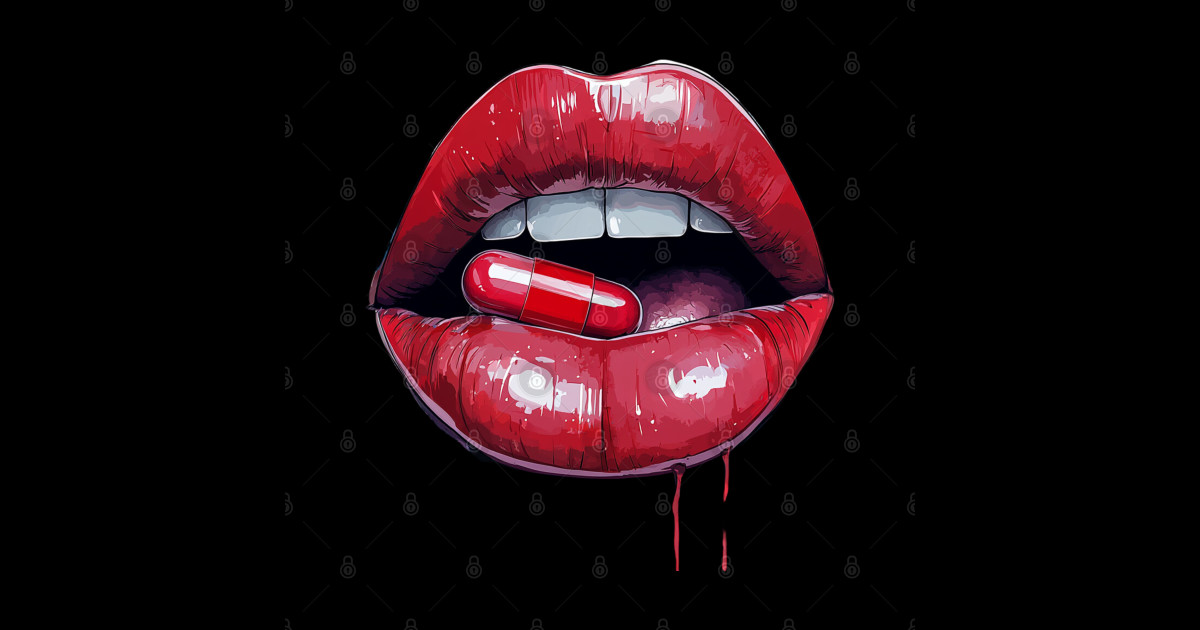 Cool Bold & Sexy Woman Red Lips - Bold Red Lips Design - Sticker ...