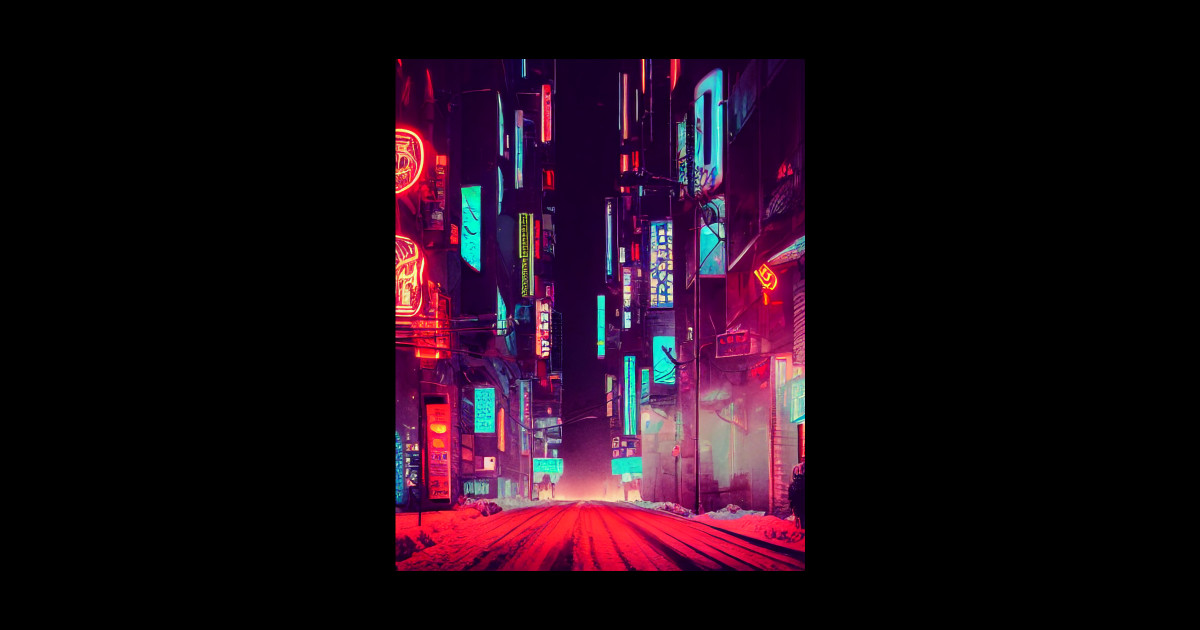 Vibrant Cyberpunk City - Aicreateworlds - Sticker | TeePublic