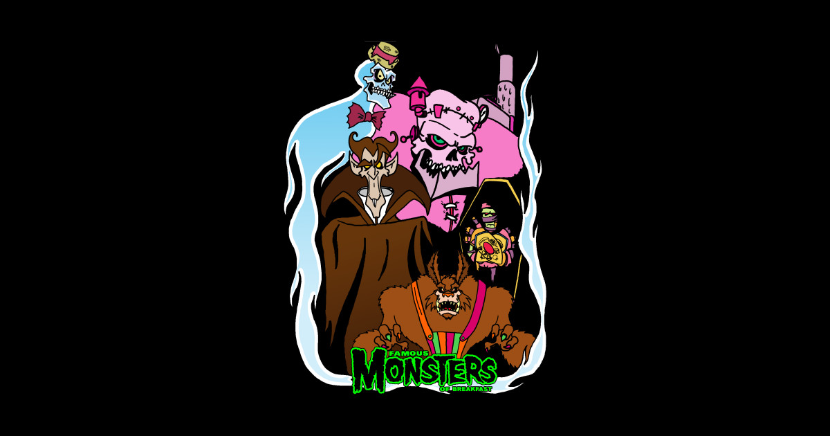 Famous Monsters of Breakfast - Cereal Monsters - T-Shirt | TeePublic