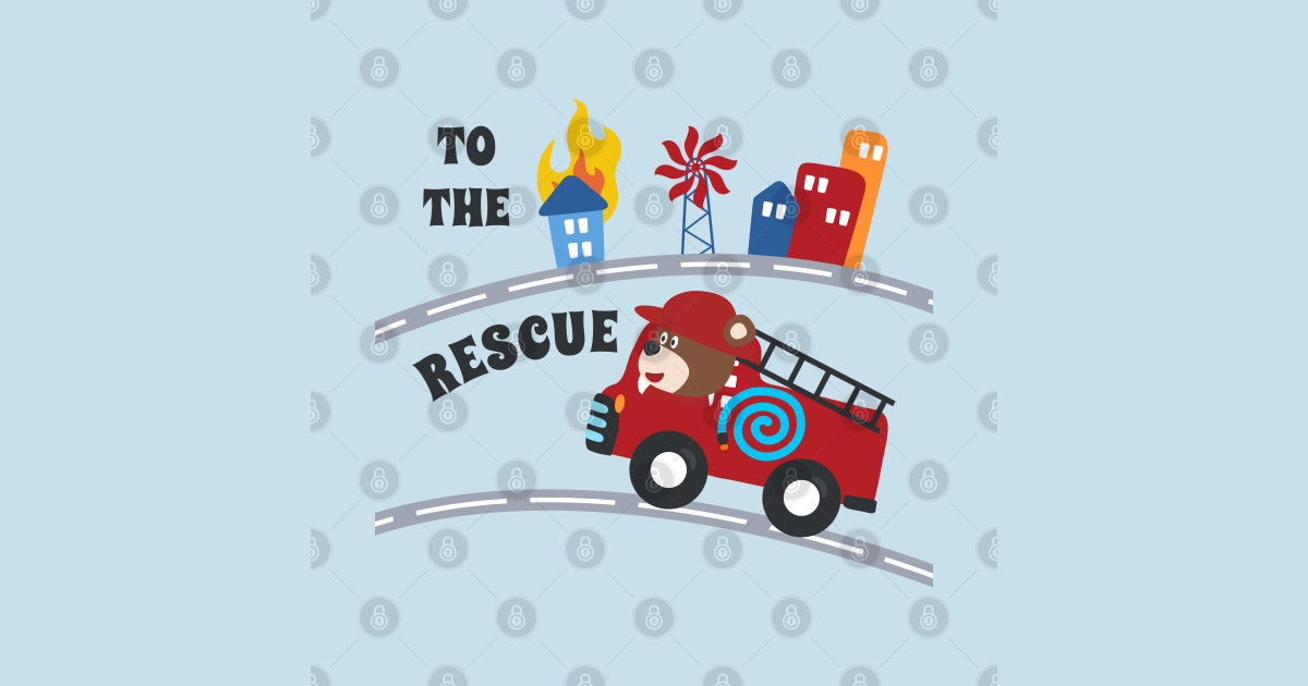 Fire rescue car with funny firefighter, - Fire Rescue Theme Party - T ...