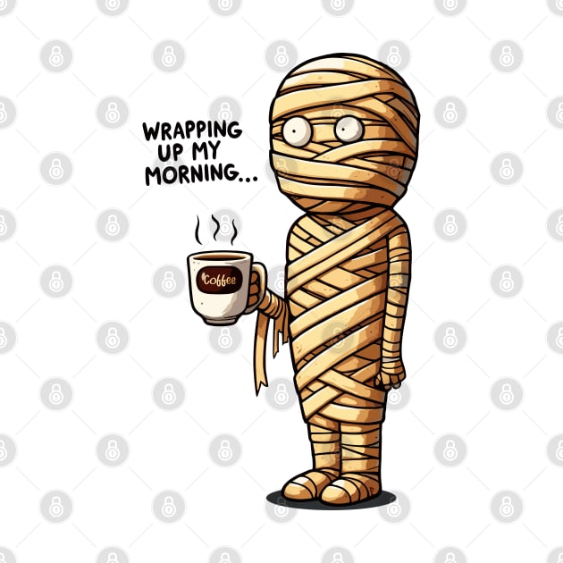 Wrapping Up my Morning - Mummy Coffee Lover - Mummy Halloween - T-Shirt ...
