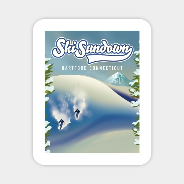 Ski Sundown New Hartford ski poster - Ski Sundown New Hartford - Magnet | TeePublic