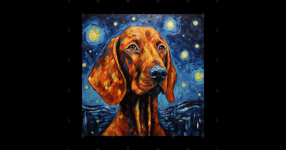 Redbone coonhound Night Portrait - Redbone Coonhound - Sticker | TeePublic