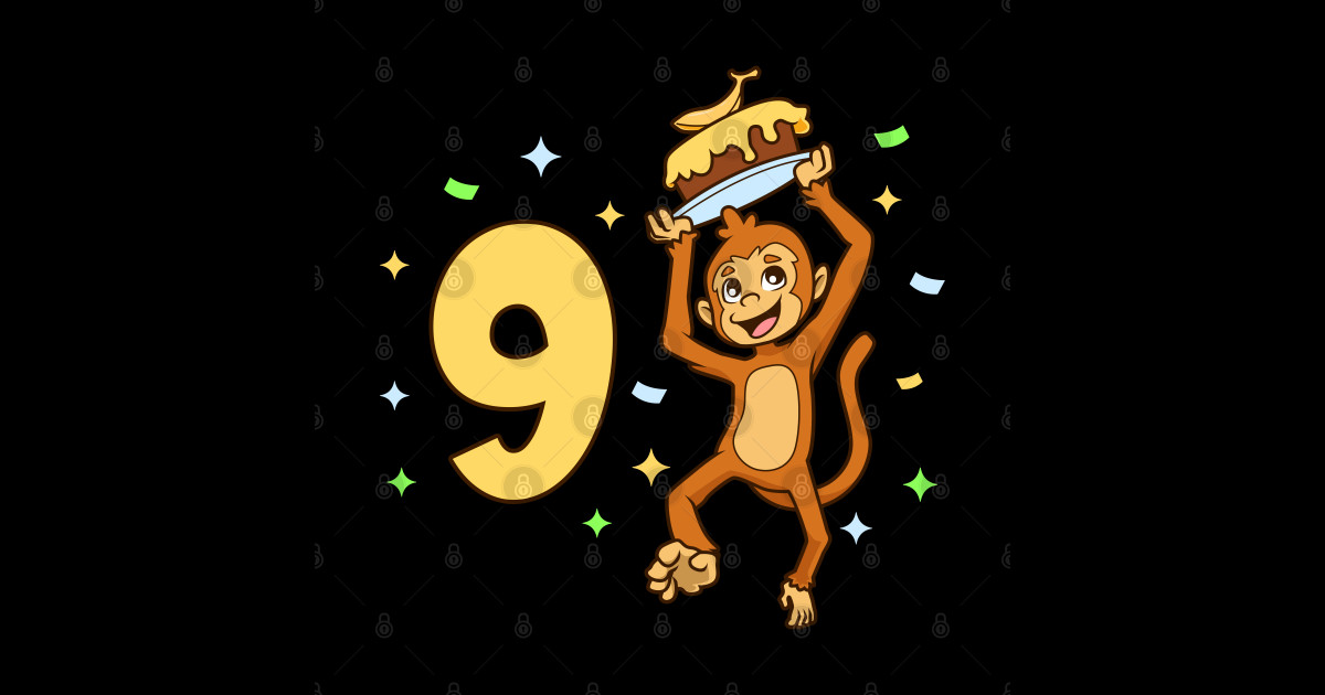 I am 9 with ape - kids birthday 9 years old - 9 Years Old Ape Birthday ...
