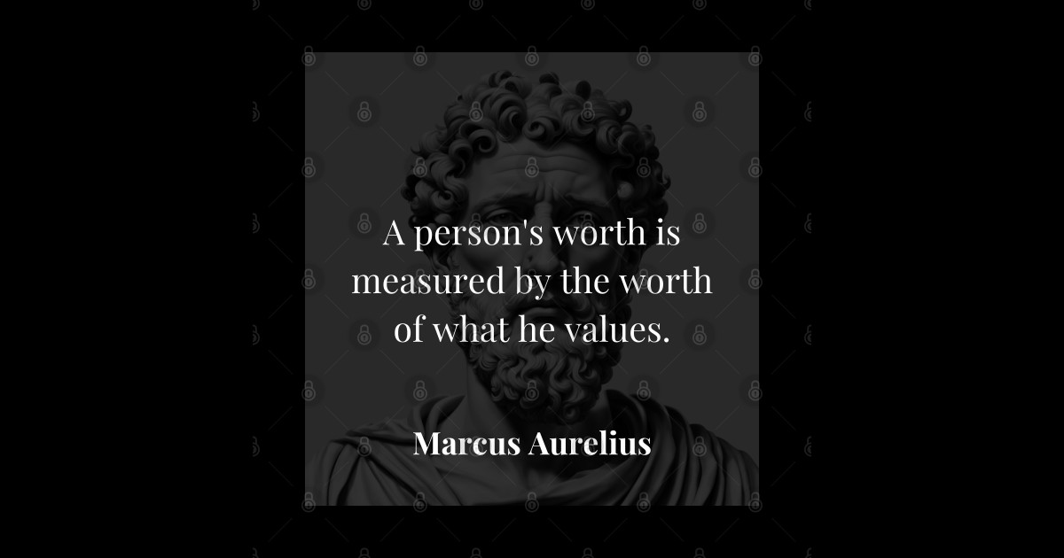 Defining Worth: Marcus Aurelius on Values - Stoicism - Sticker | TeePublic