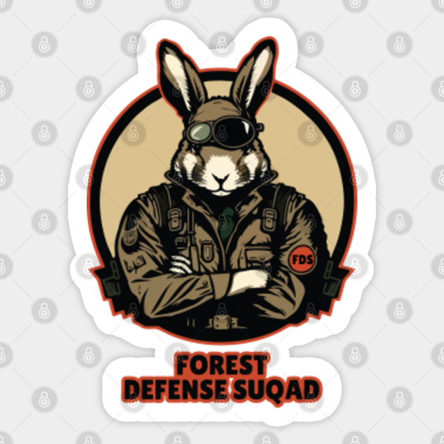 forest defense squad - military rabbit - Forest Defense Squad - Sticker ...