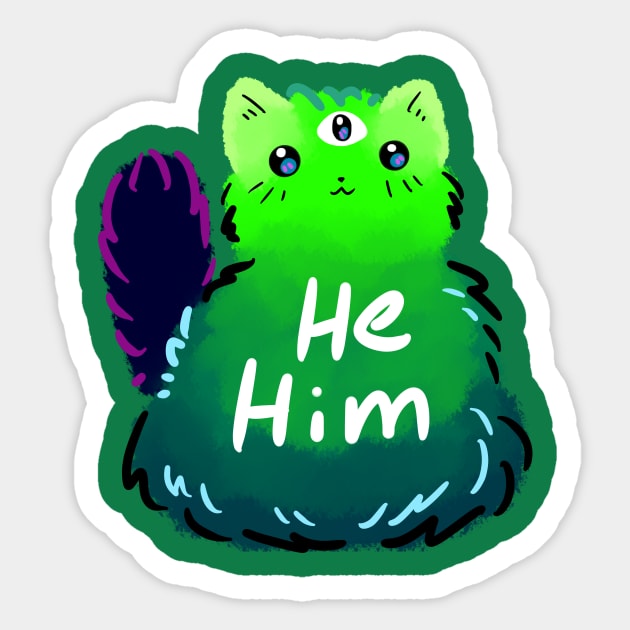 He Him Triclops Alien Cat - Alien Cat - Sticker | TeePublic
