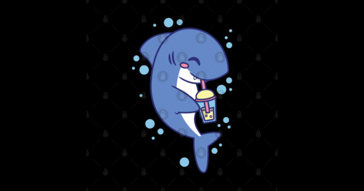Shark Drinking Boba Tea - Shark - T-Shirt | TeePublic