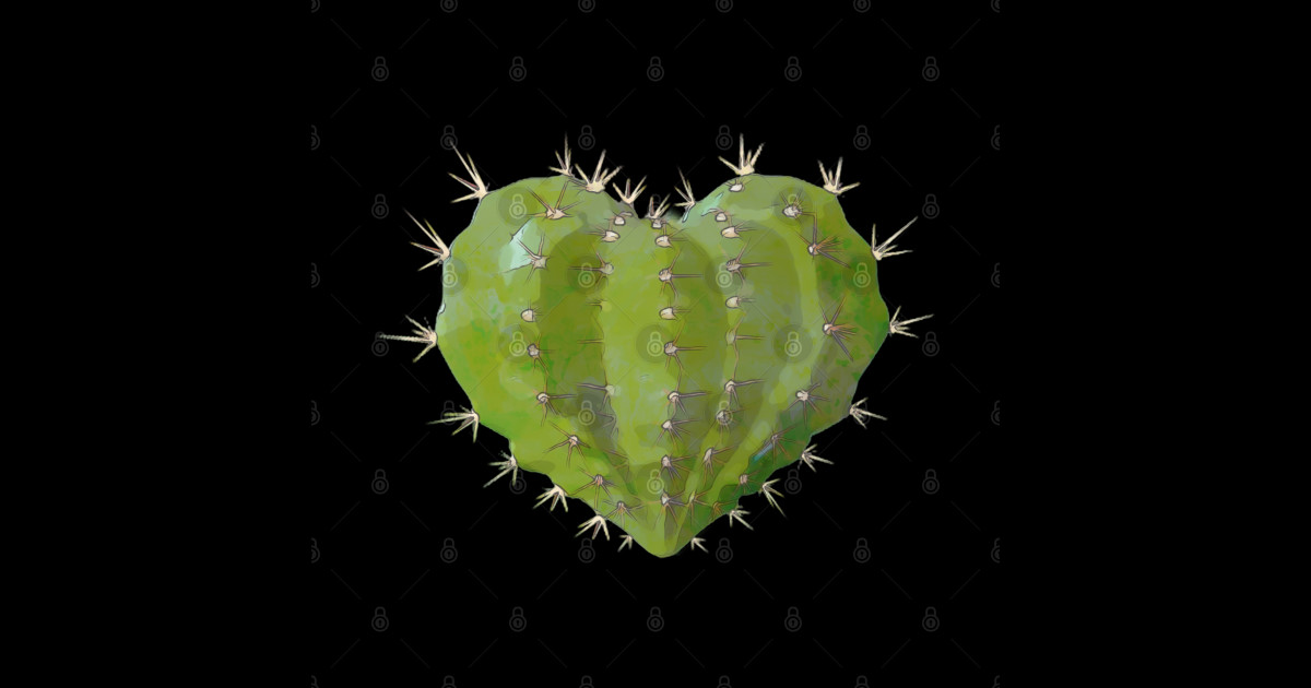 Cactus heart watercolor - Heart Cactus - Sticker | TeePublic