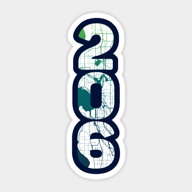 Seattle WA City Map and 206 Area Code - Seahawks - Sticker | TeePublic
