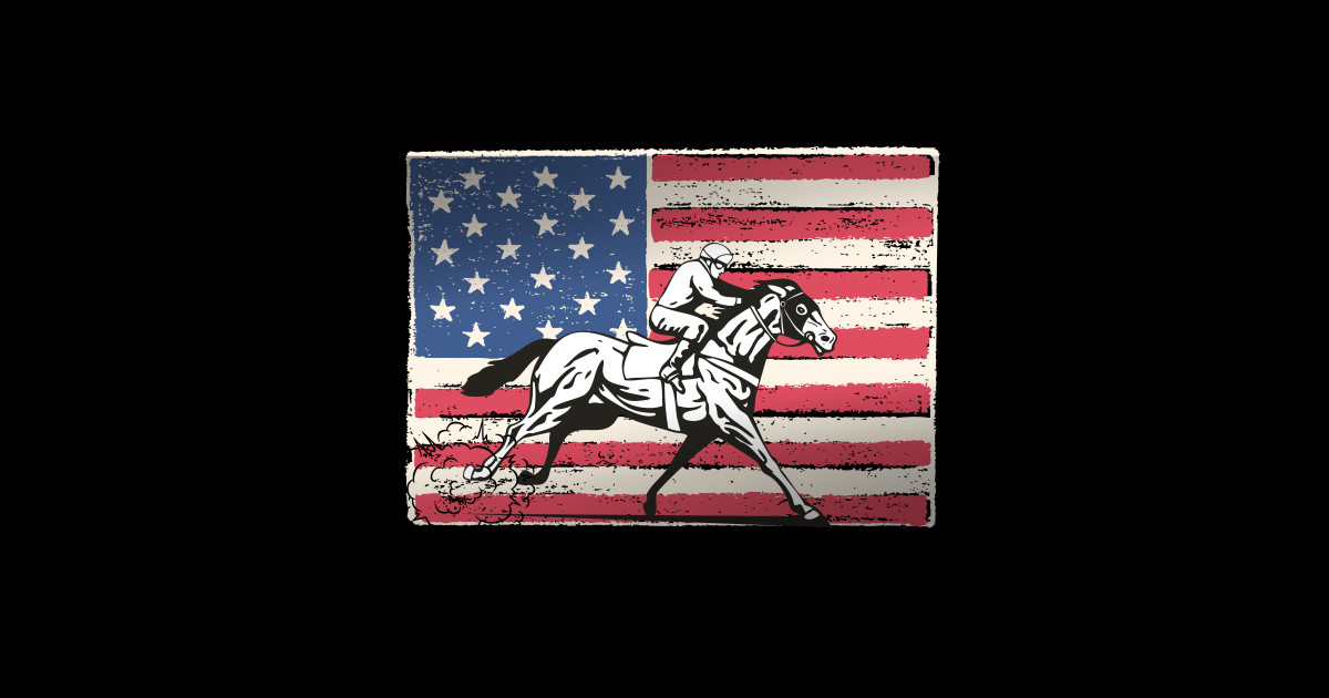 American Flag Vintage Horse Race Flag - Horse Race - Sticker | TeePublic