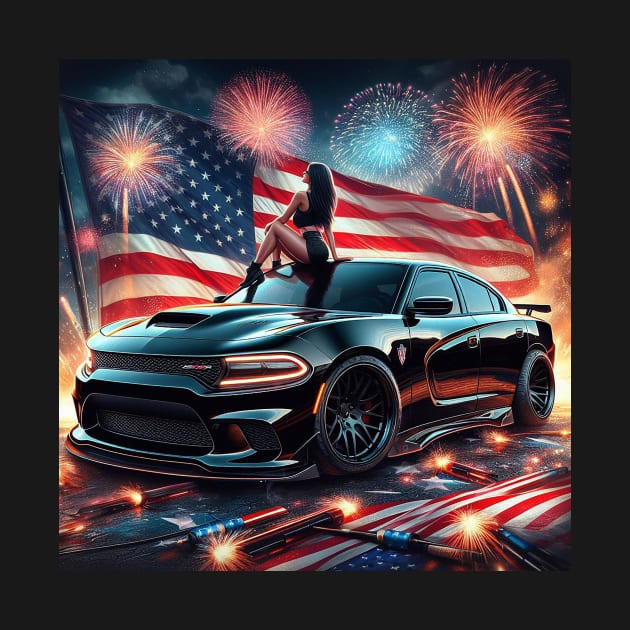 Dodge Charger Hellcat and The American Flag by Gas Autos - Dodge ...
