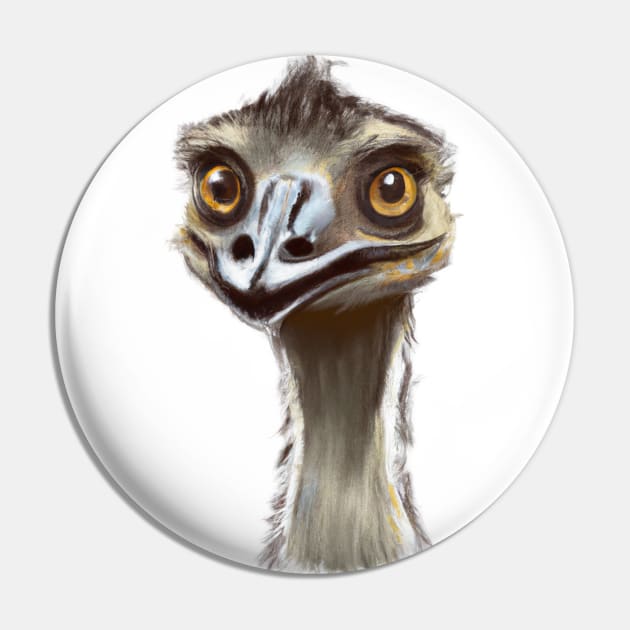 Cute Emu Drawing - Cute Emu - Pin | TeePublic