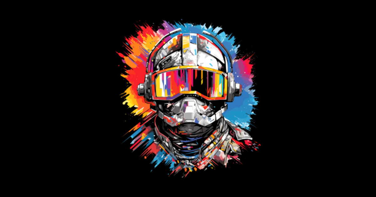 Man With Helmet Video Game Character Futuristic Warrior Portrait ...