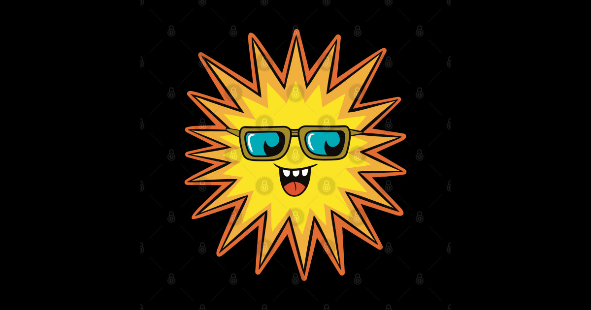 Funny Happy Sun with sunglasses - Happy Sun - Sticker | TeePublic