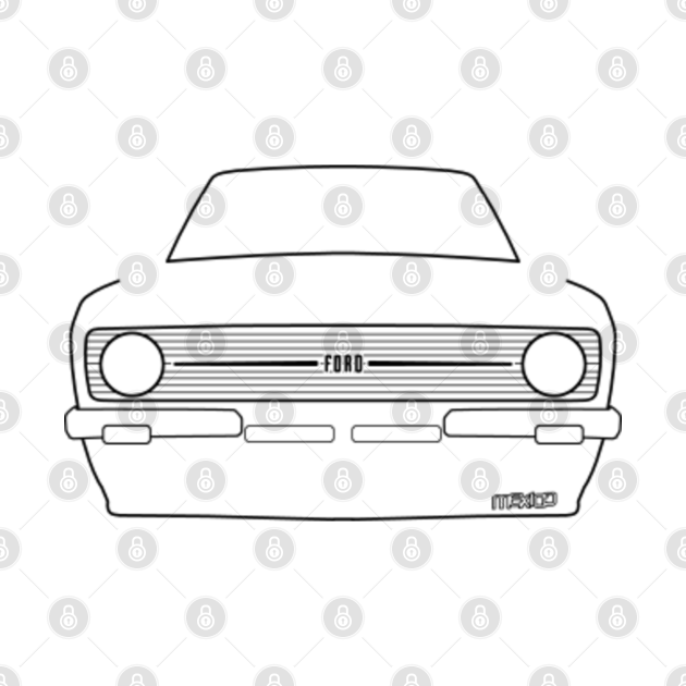 Ford Escort Mk2 RS Mexico classic car outline graphic (black) - Classic ...