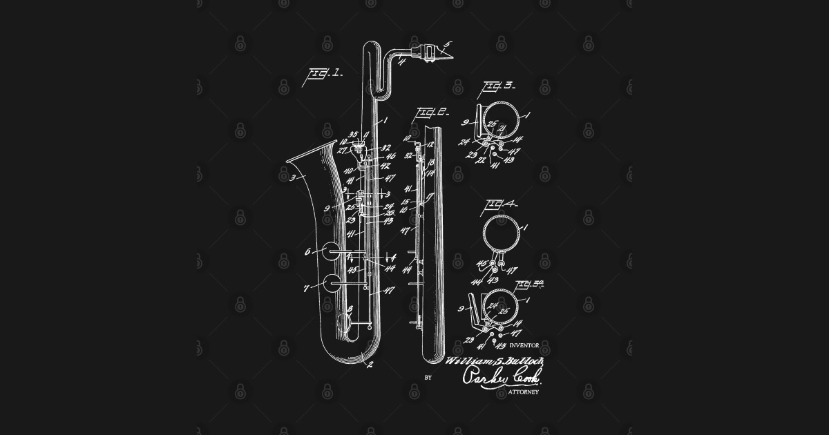 Saxophone Bari Sax Patent Cool Saxophontst - Saxophone - T-Shirt ...