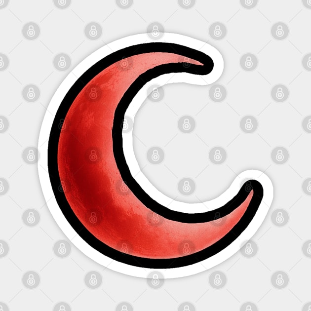 Cute glowing red crescent moon - Crescent Moon - Magnet | TeePublic